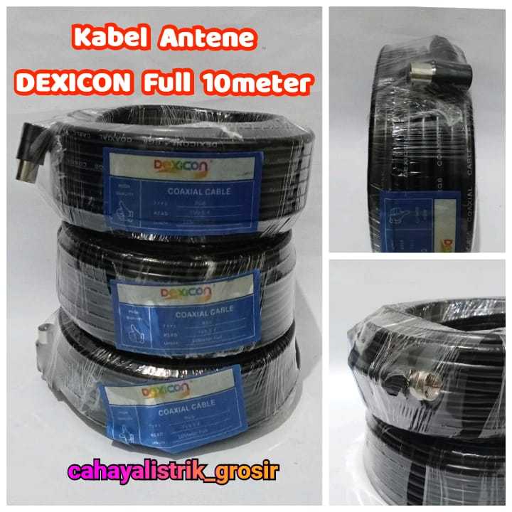 Jual Kabel Antena TV DEXICON + Konektor Antenna RG6 Coaxial Cable 10 Meter Full Kabel Antenna ...