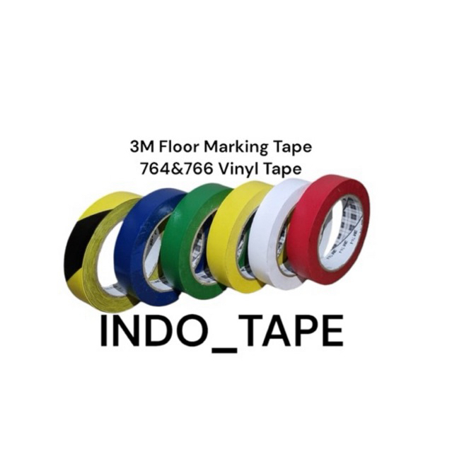Jual 3M Floor Marking Tape 764 & 766 Lakban Penanda Lantai Warna Uk 1/2in x 33m Vinyl Tape ...