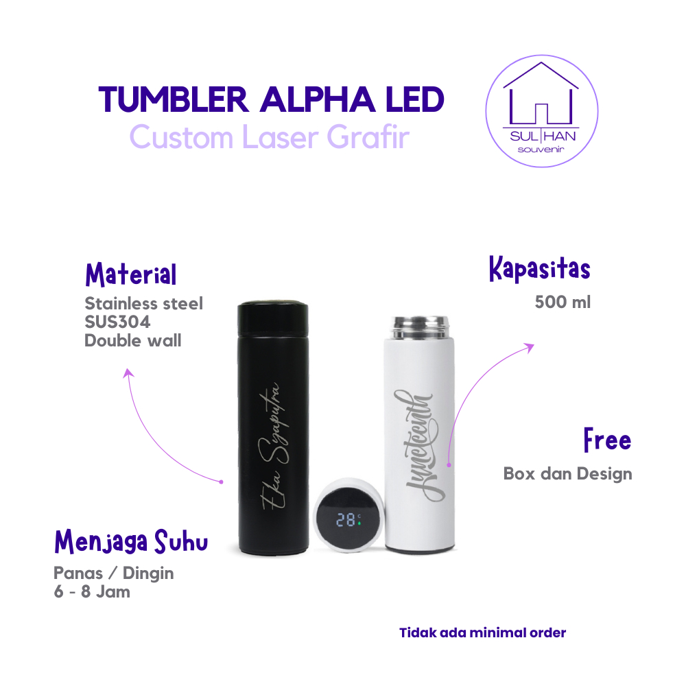 Jual Tumbler Botol Tempat Minum Custom Alpha LED Laser Grafir Souvenir ...