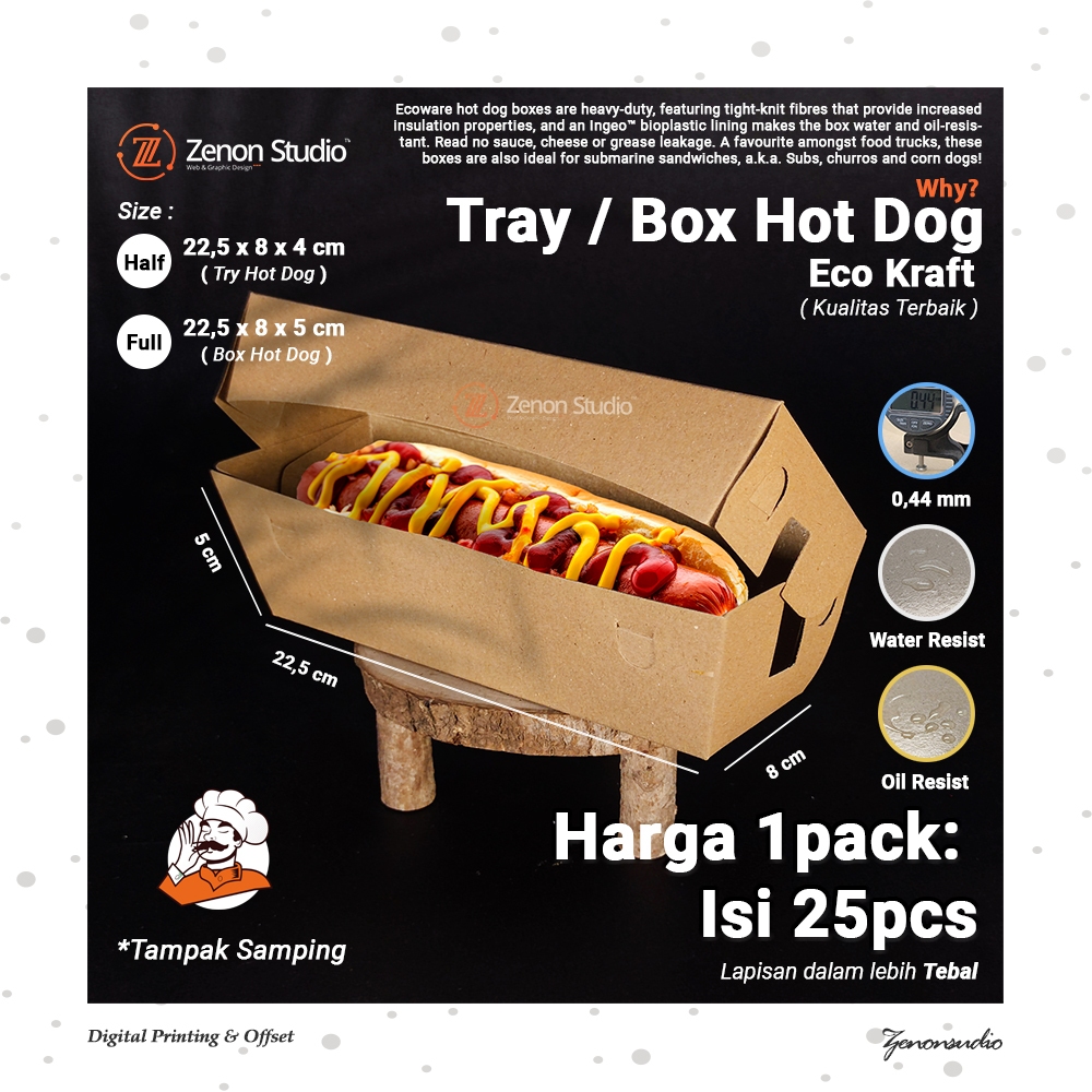Jual [25pcs] Try / Box Hot Dog Kemasan Sosis Bakar Box Sate Dus Corn ...