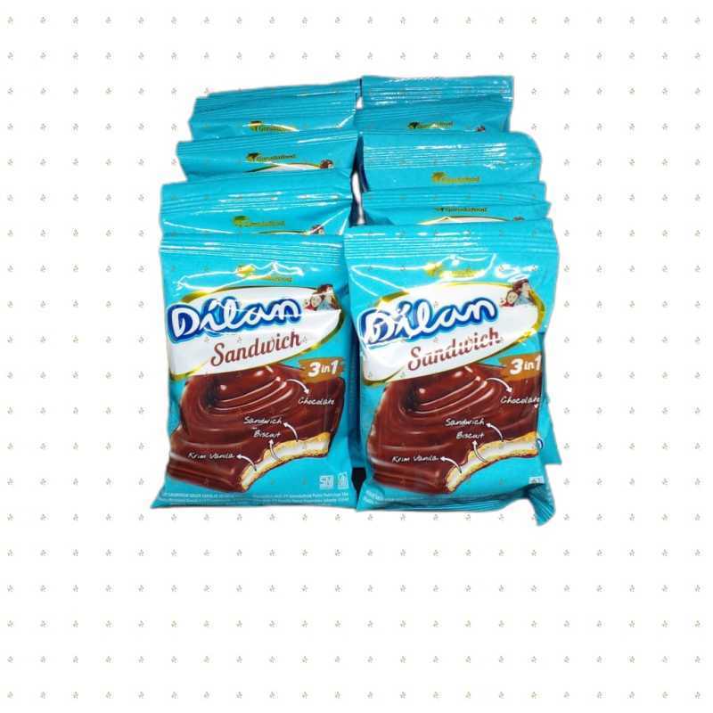 Jual Dilan Sandwich 3in1 Biskuit Cokelat 1 renceng / 20 pcs | Shopee ...