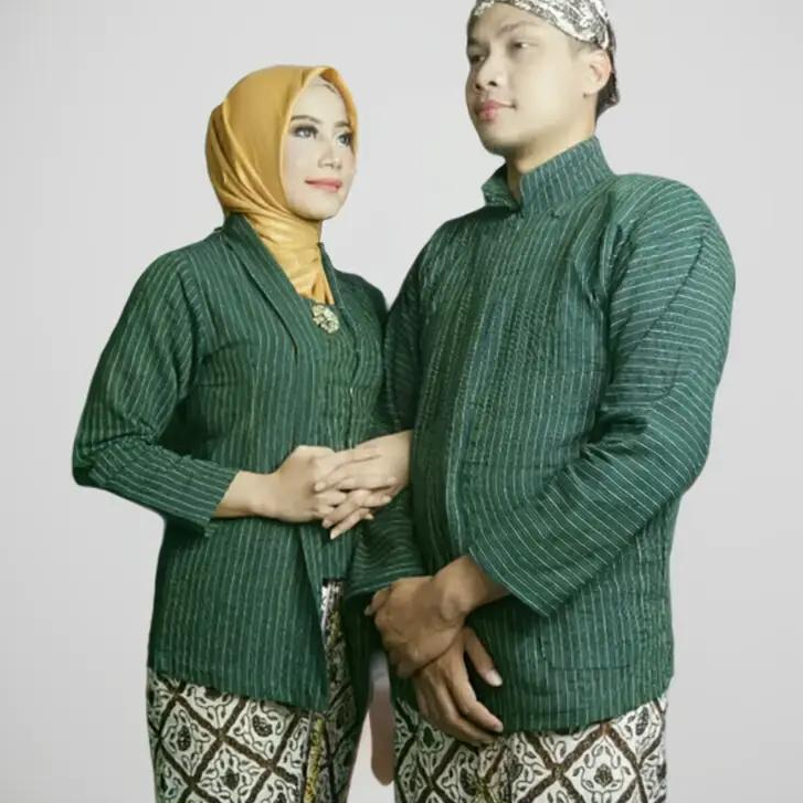 Jual Baju lurik pria dan wanita adat jawa/Baju couple lurik hijau pakaian tradisional jawa ...