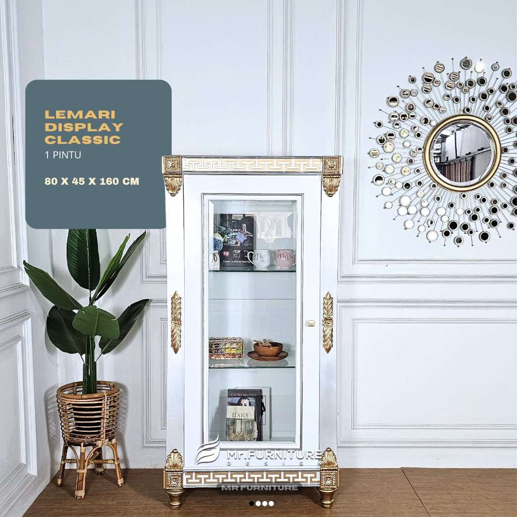 Jual lemari display klasik pintu kaca ambalan kaca uk 80*45*160cm ...