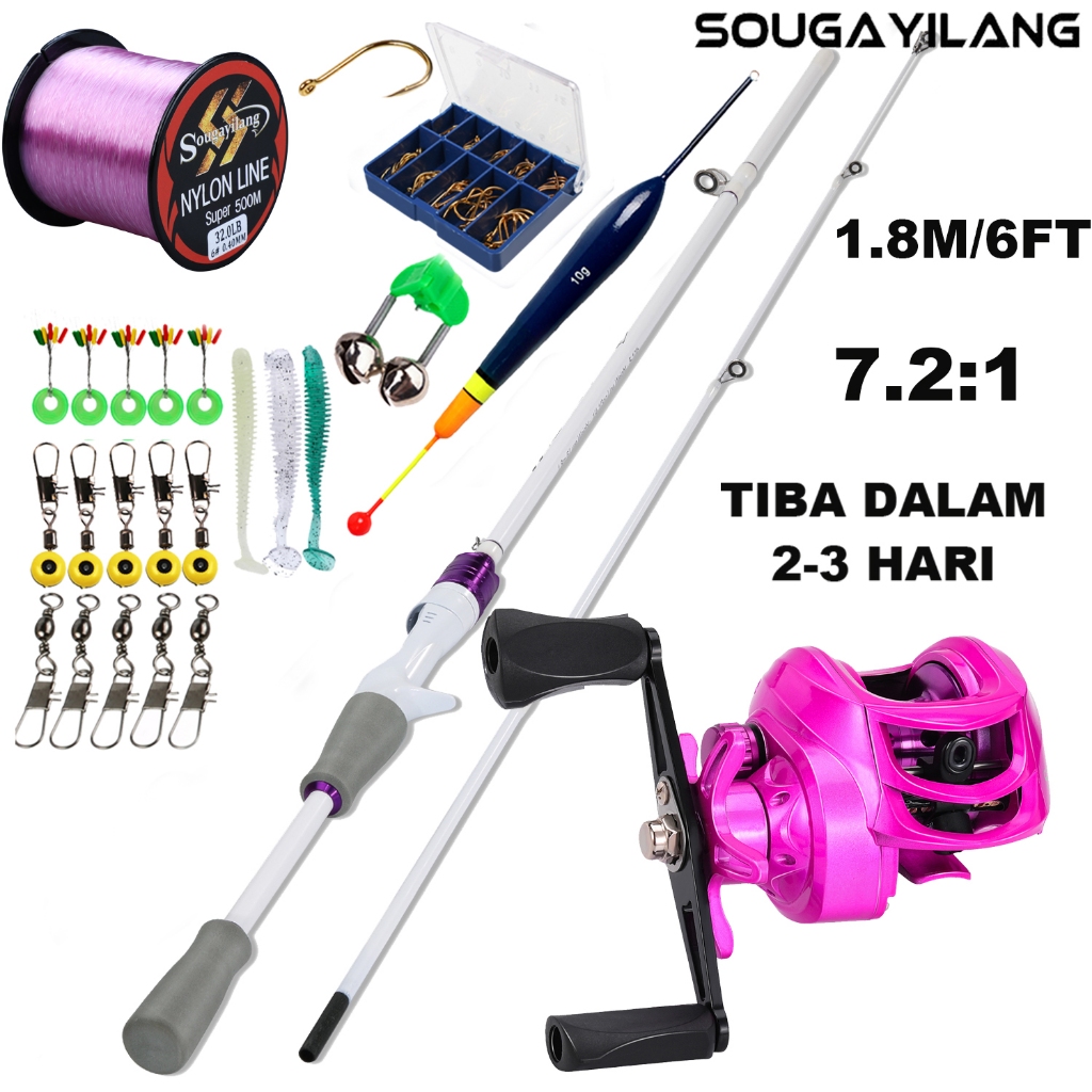 Jual Sougayilang Joran Pancing Set 1.8M Carbon 10kg 7.2:1 Casting Set ...