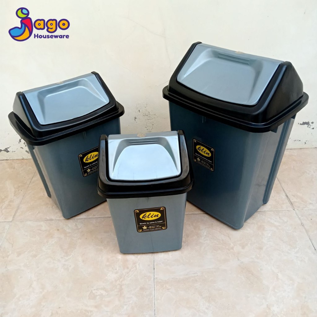 Jual Tempat Sampah Tutup Swing 5 Lt, 10 Lt, 15 Lt Abu Metalik PandaStar / Tempat Sampah Goyang ...