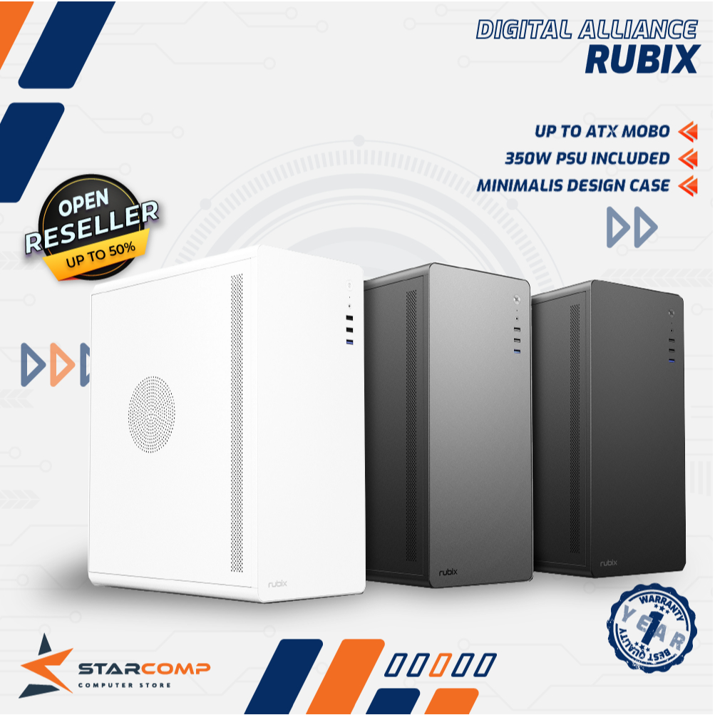 Jual Digital Alliance Rubix Essential ATX Case Office 350W PSU Steel ...