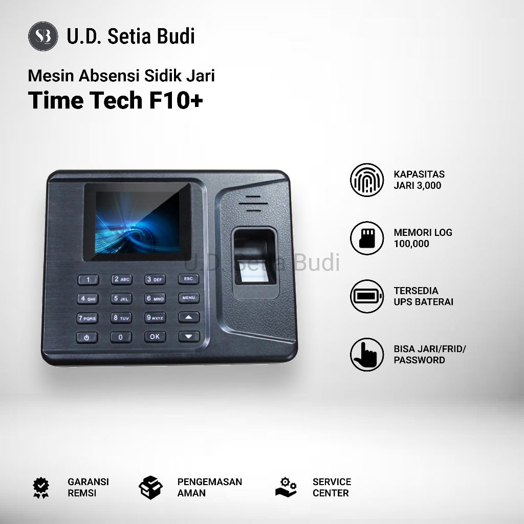 Jual Mesin Absensi Biometrik Jari Time Tech F10+ Time Attendance F10 ...