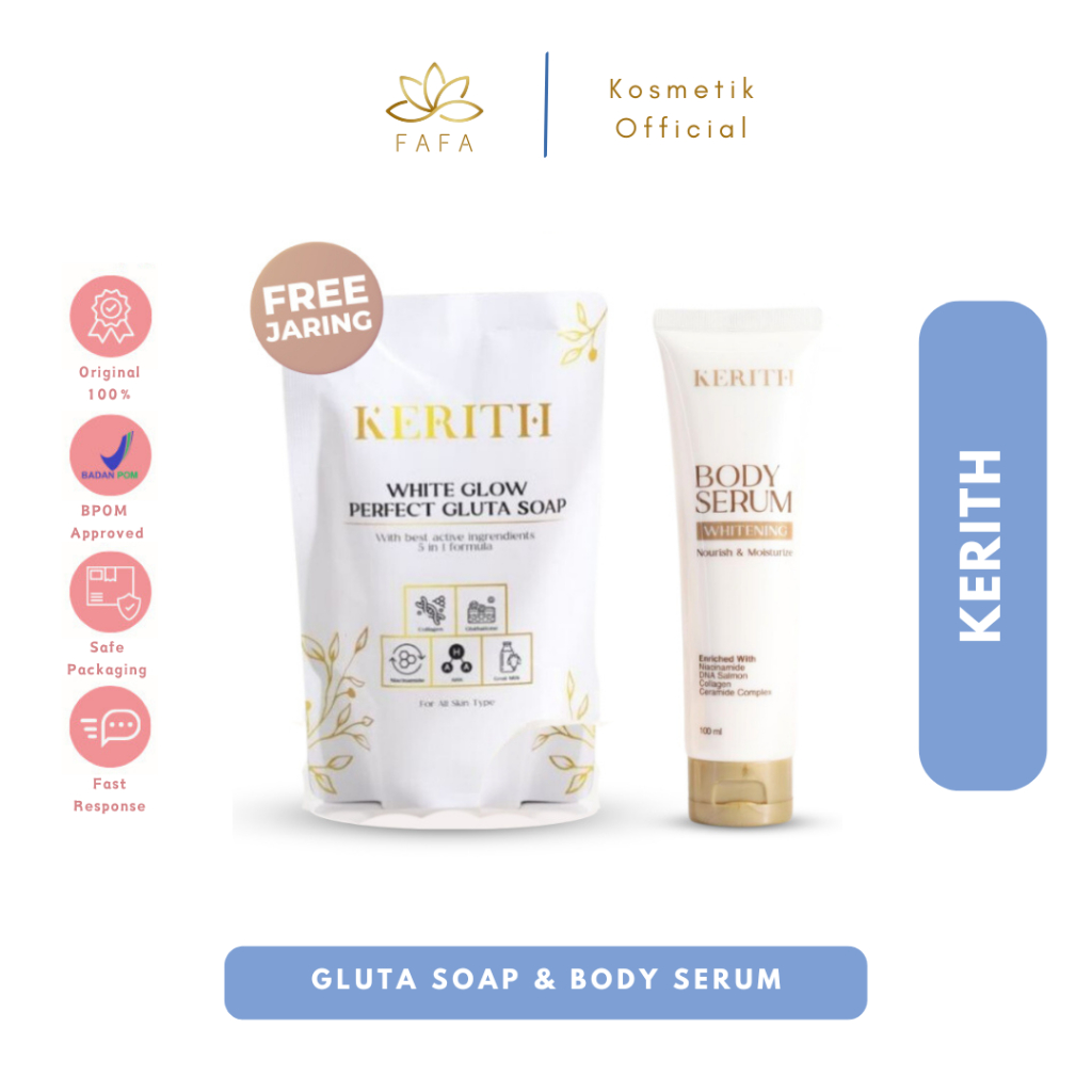 Jual KERITH Whitening Glow Perfect Gluta Soap Bar & Brightening Lotion ...