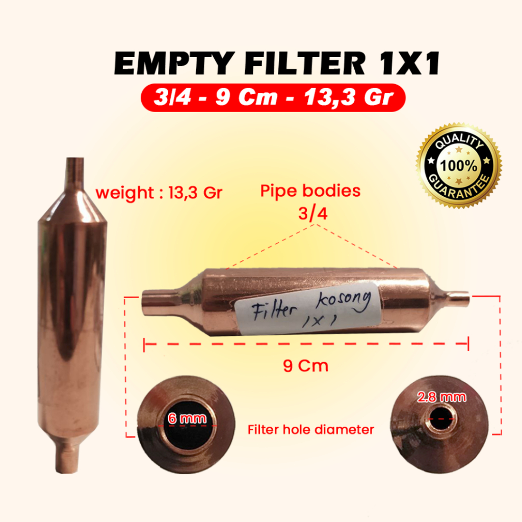 Jual FILTER KOSONG KULKAS 1 X 1 BODY 3/4 PANJANG 9 CM | Shopee Indonesia