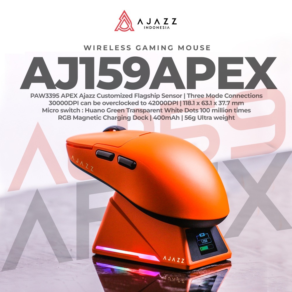 Jual Ajazz AJ159 AJ-159 APEX Wireless Gaming Mouse Triple Connection with Charging Station ...