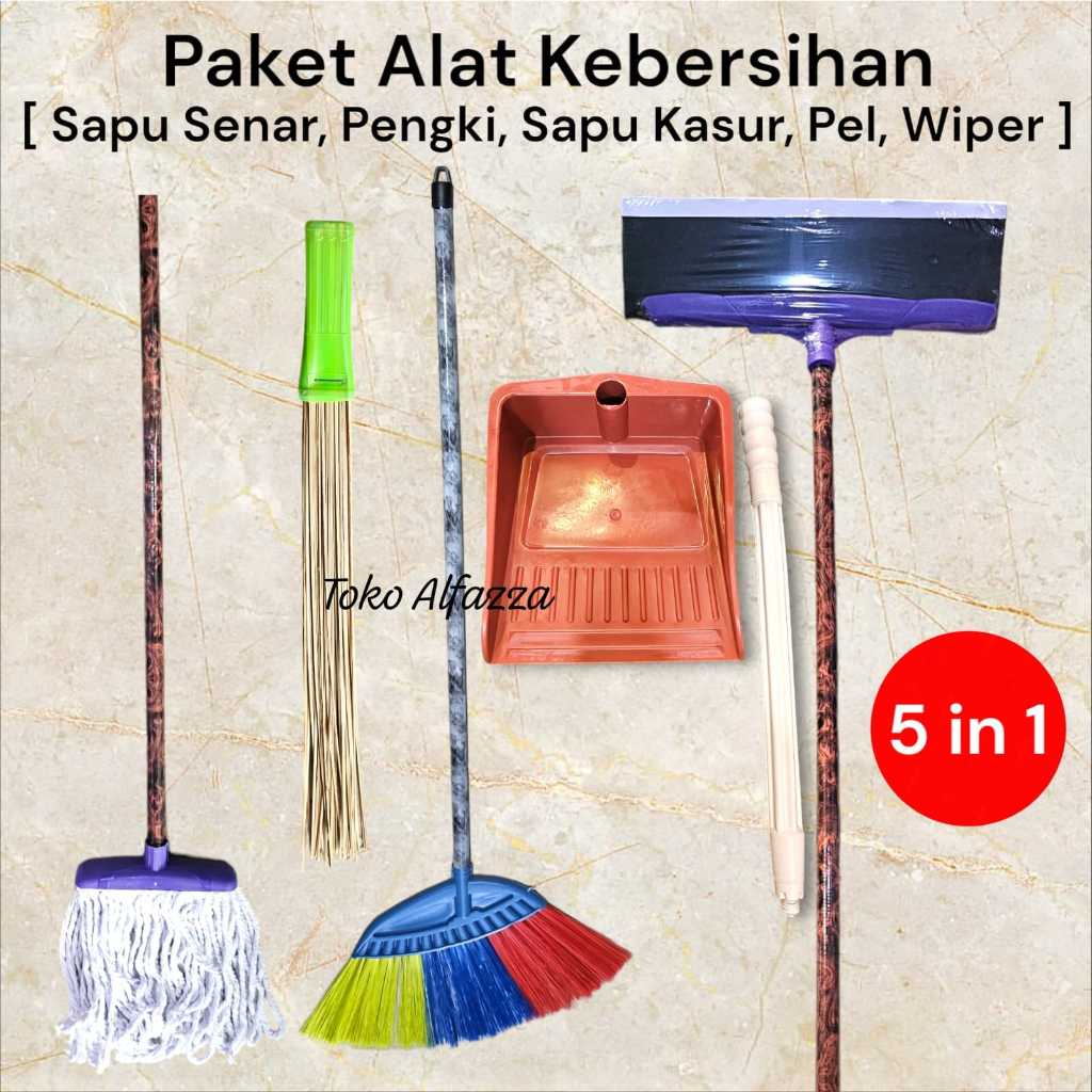 Jual Paket Hemat Alat Kebersihan 5 in 1 Hemat Paket Sapu Lantai Lidi ...