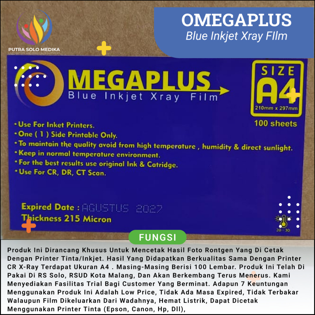 Jual DRY FILM XRAY INKJET A4 RADIOLOGI CR isi 100 pcs | OMEGAPLUS ...