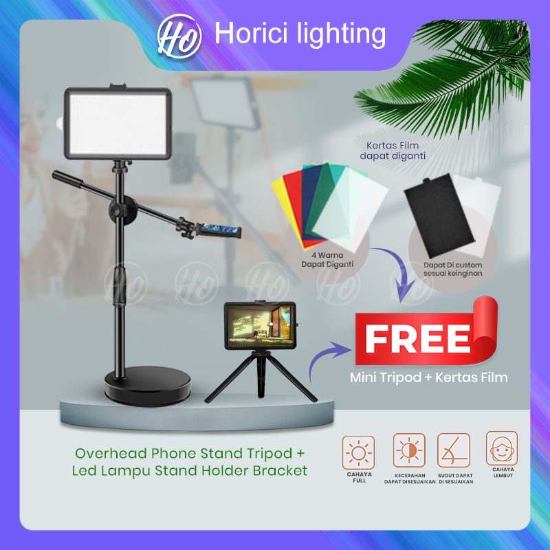 Jual Lampu Led + Stand Bisa di Putar 360 Derajat untuk Shooting Vlog / Live Konten Kreator ...