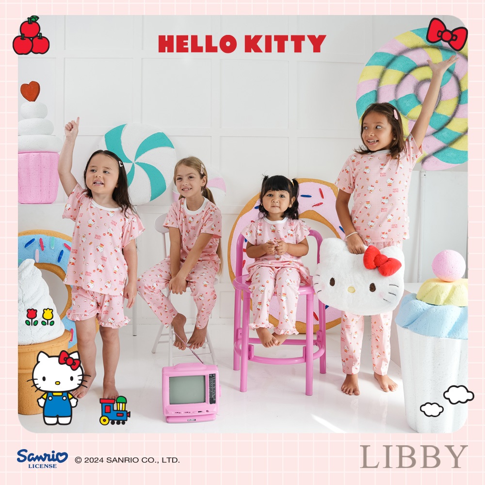 Jual LIBBY Sanrio Setelan Piyama Anak Besar Perempuan Kuromi Cinnamoroll Hello Kitty (1 Stel ...