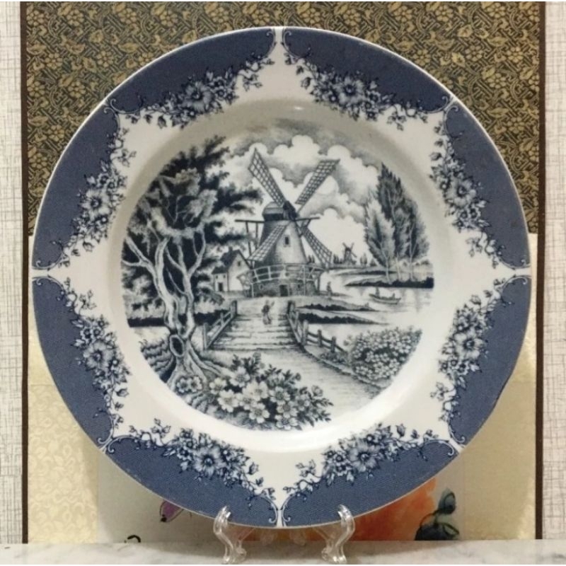 Jual Piring keramik motif Holland WINDMOLLEN 25,5 cm | Shopee Indonesia