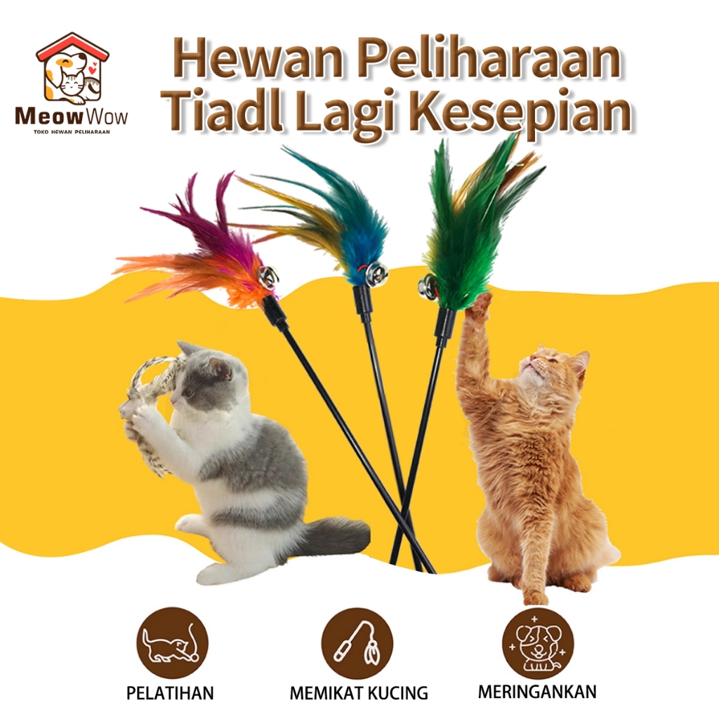Jual MEOWWOW 40-60CM Untuk Kucing Peliharaan Cats Cat Toys Tongkat Bulu ...