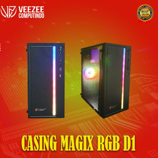 Jual Casing Case PC Gaming Magix D1 LED RGB w/ Extra Fan RGB 8" dan PSU ...