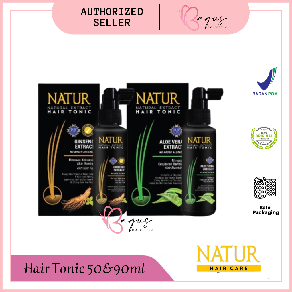 Jual ⭐BAGUS⭐ NATUR HAIR TONIC 90 & 50ML | Aloe / Ginseng | Shopee Indonesia