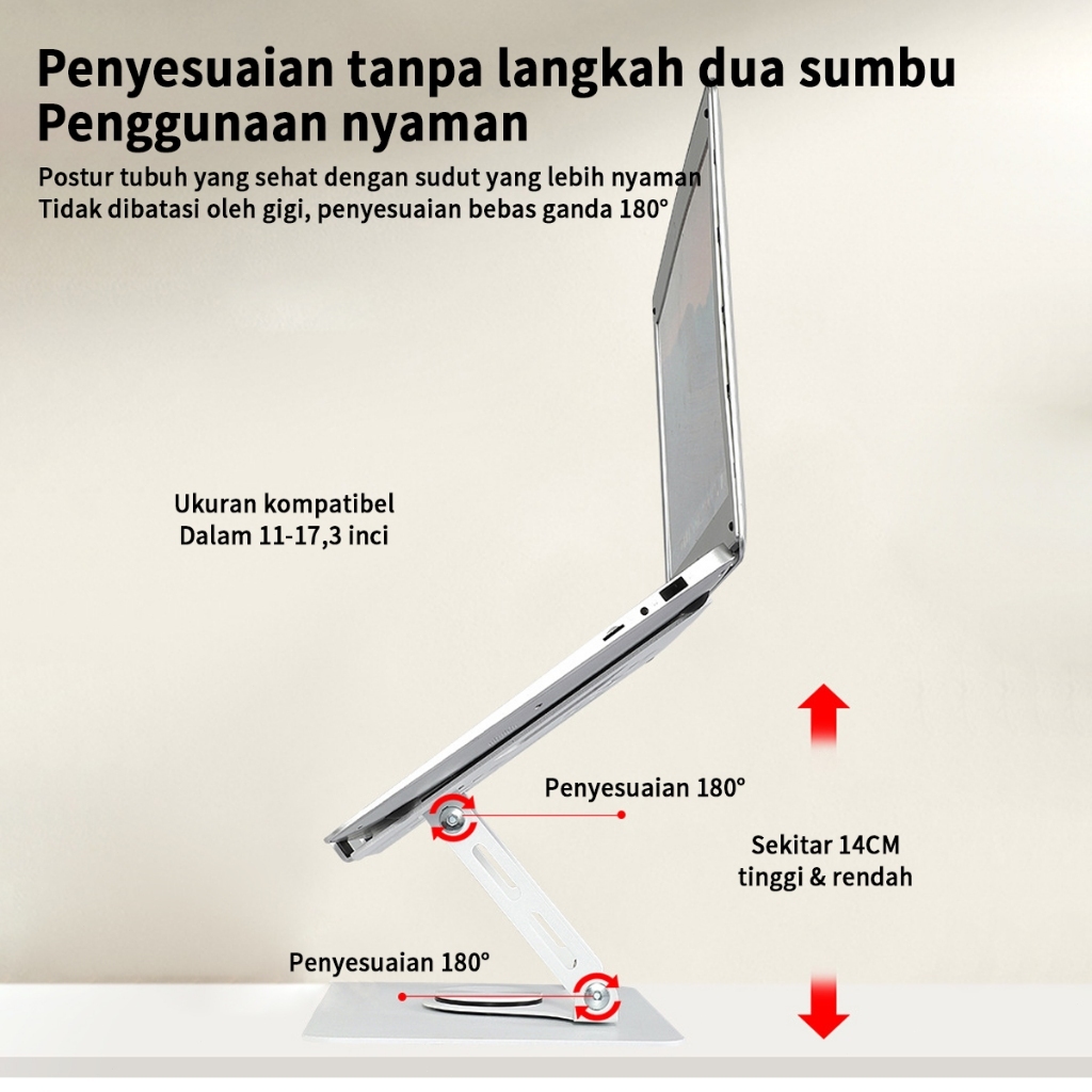Jual Laptop Stand 360° Rotatable Meja Aluminium dengan kipas pendingin ...