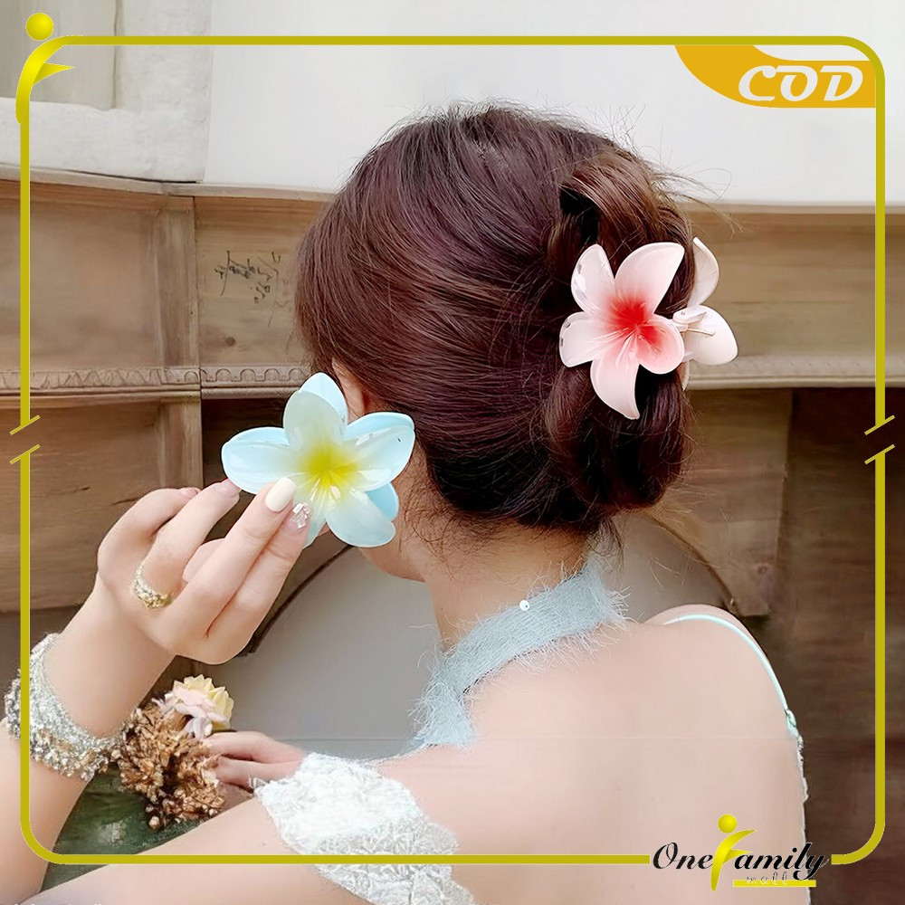 Jual ONE-C1092 Jepit Rambut Bunga Kamboja Wanita Hair Clip / Jepitan ...
