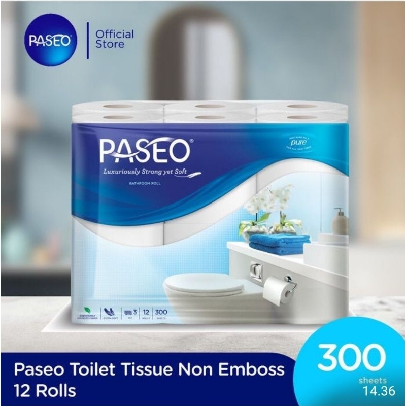 Jual Tissue Paseo Toilet elegant 12 roll 300 sheets 3 ply | Shopee Indonesia