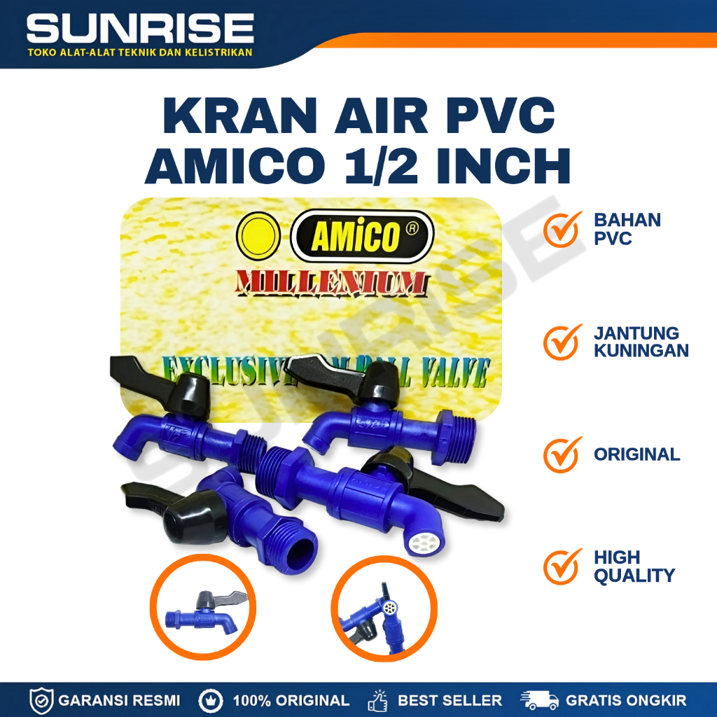 Jual KRAN AIR PVC AMICO 1/2 - 3/4 | Shopee Indonesia