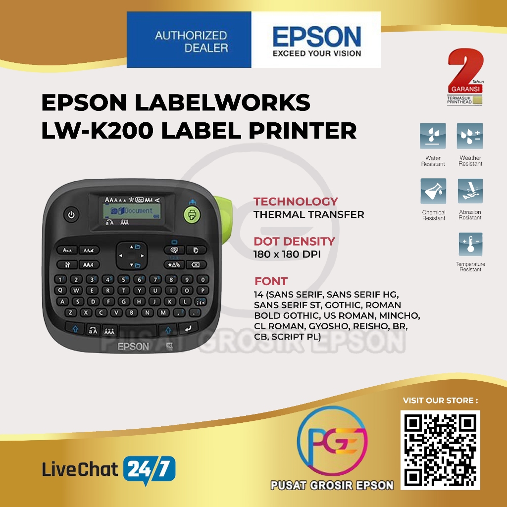 Jual Epson Label Printer LW-K200 Mesin Label Maker LW K200 Labelling ...