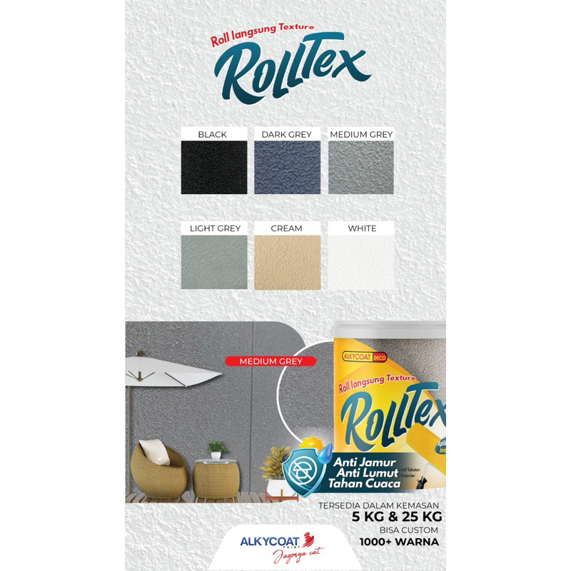 Jual ROLLTEX - Cat Tekstur Premium Anti Jamur & Lumut Aplikasi Roll ...
