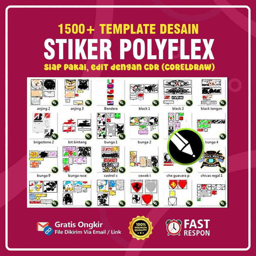 Jual 1500+ Koleksi Desain Stiker Editable Polyflex Format CDR CorelDraw ...