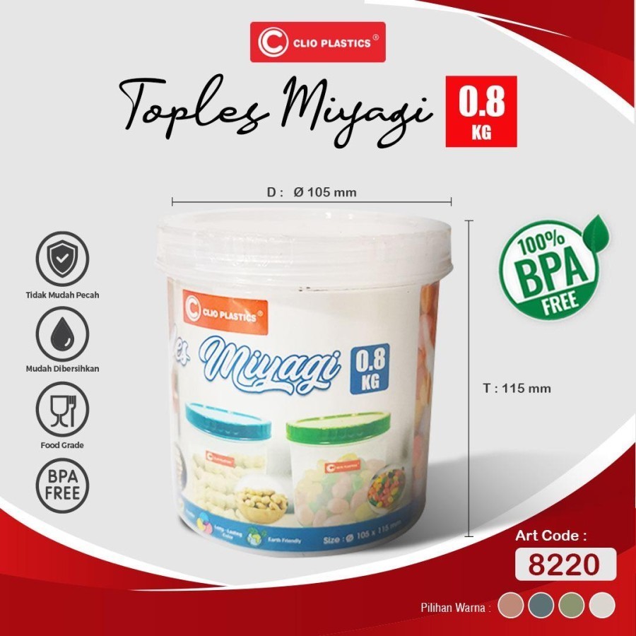 Jual Toples Kue Kering, Toples Drat, Toples Kecil Plastik, Toples Miyagi 0.8kg - 1kg - 1.3kg - 1 ...