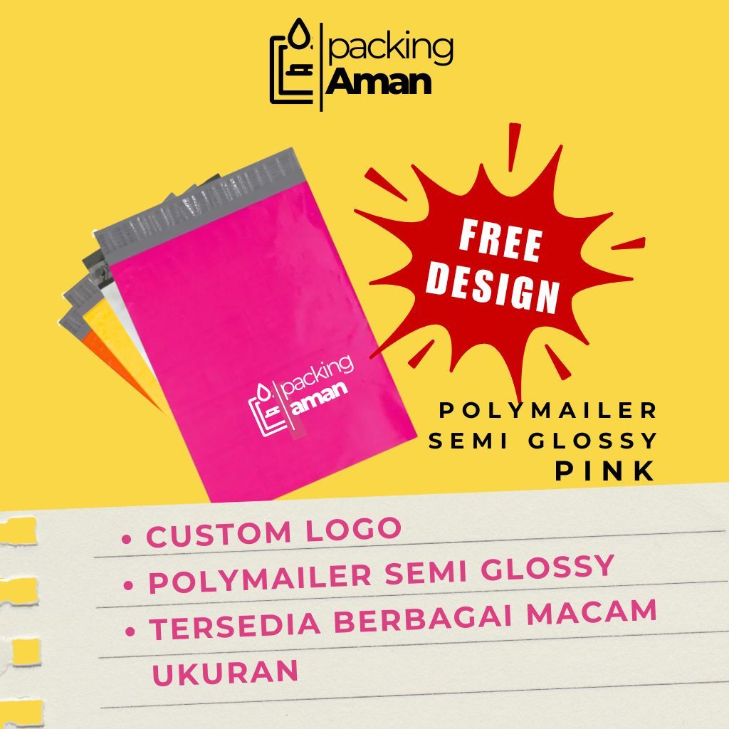 Jual Custom Polymailer Pink Semi Glossy │ Kantong Plastik Kustom │ Sablon Plastik Murah │ Free ...