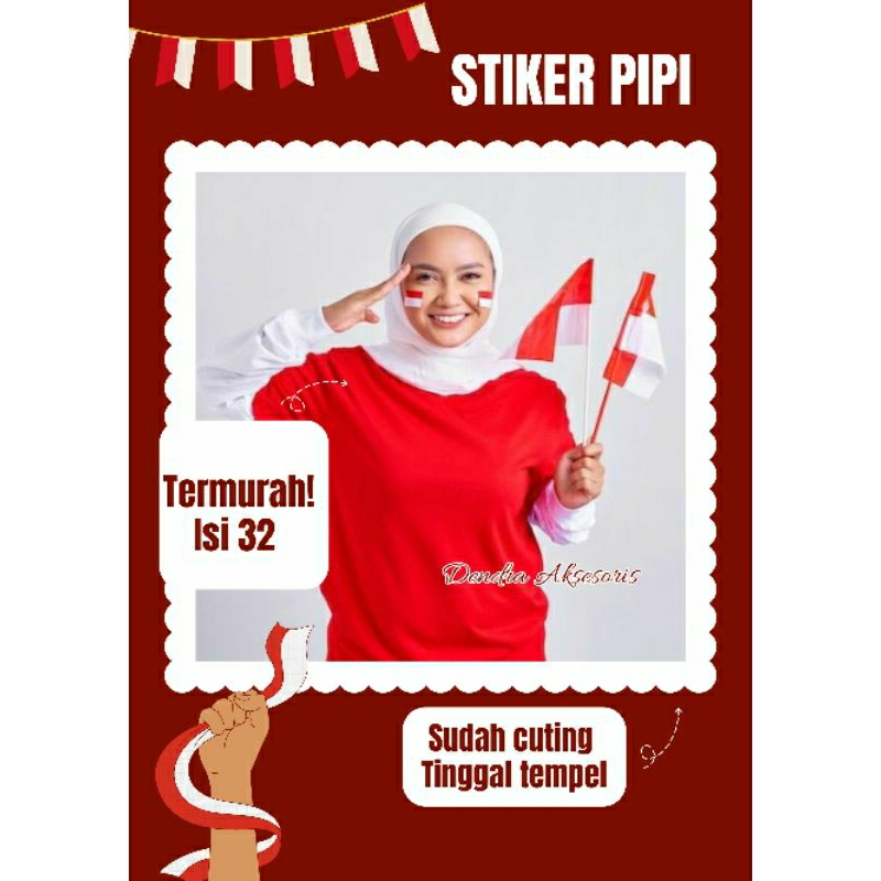 Jual Stiker Pipi bendera merah putih / siker 17 agustus / stiker pipi ...