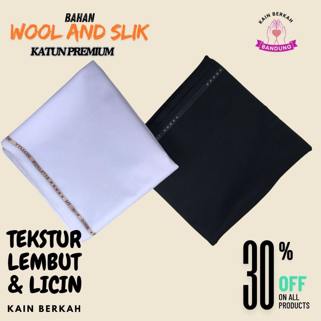 Jual kain bahan seragam hitam putih premium wool silk kemeja formal ...