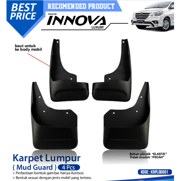 Jual Mud Guard Karpet Lumpur Grand Innova 2012 - 2015 | Shopee Indonesia