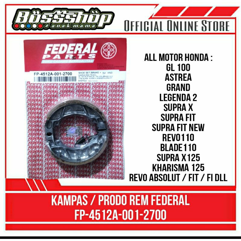 Jual KAMPAS REM - FEDERAL - FP-001 - PRODO REM TROMOL SUPRA GRAND REVO ...