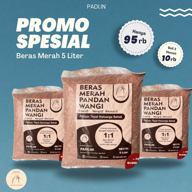 Jual Beras Merah PADI.IN 5 LITER Pulen & Wangi pandan Diet Enak ...