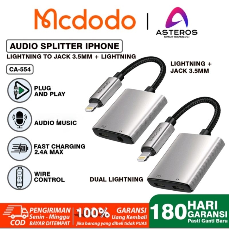Jual MCDODO Splitter iPhone Lightning to Jack 3.5mm / Lightning Audio ...