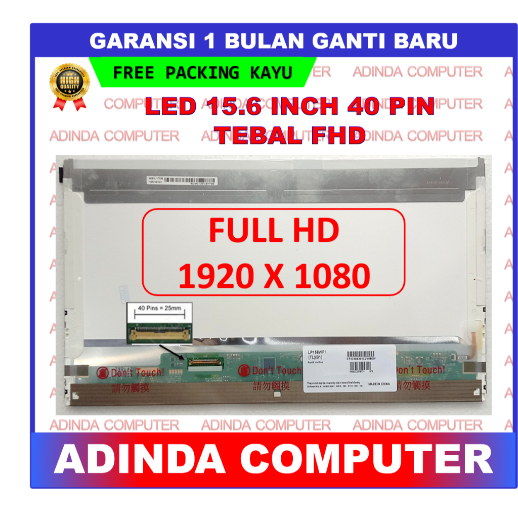 Jual LED LCD 15.6 15 Inch 40 Pin 40pin Tebal Full HD FHD No Bracket ...
