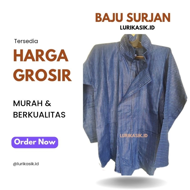 Jual Baju surjan dewasa motif peranakan biru | Baju Lurik | Baju Adat | Shopee Indonesia