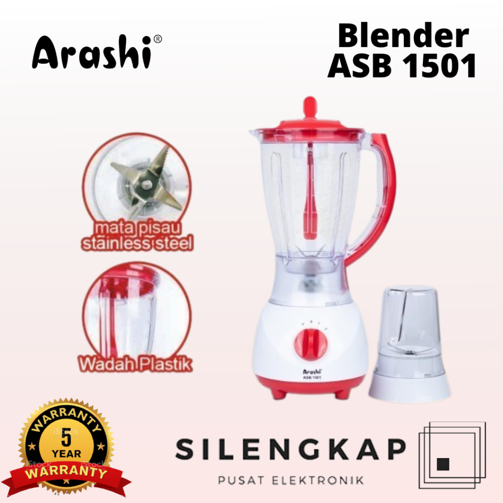 Jual Arashi Stand Blender ASB 1501 Pelumat/ Jar Plastik/ 3 Mode Kecepatan | Shopee Indonesia