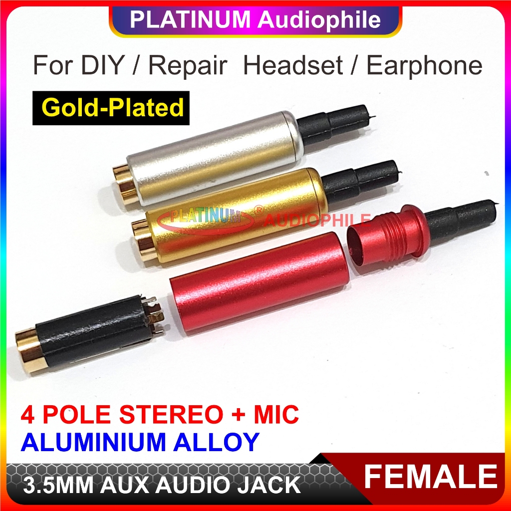 Jual Jack AUX 3.5mm Stereo 4 Pole Female Plug soket socket input ...
