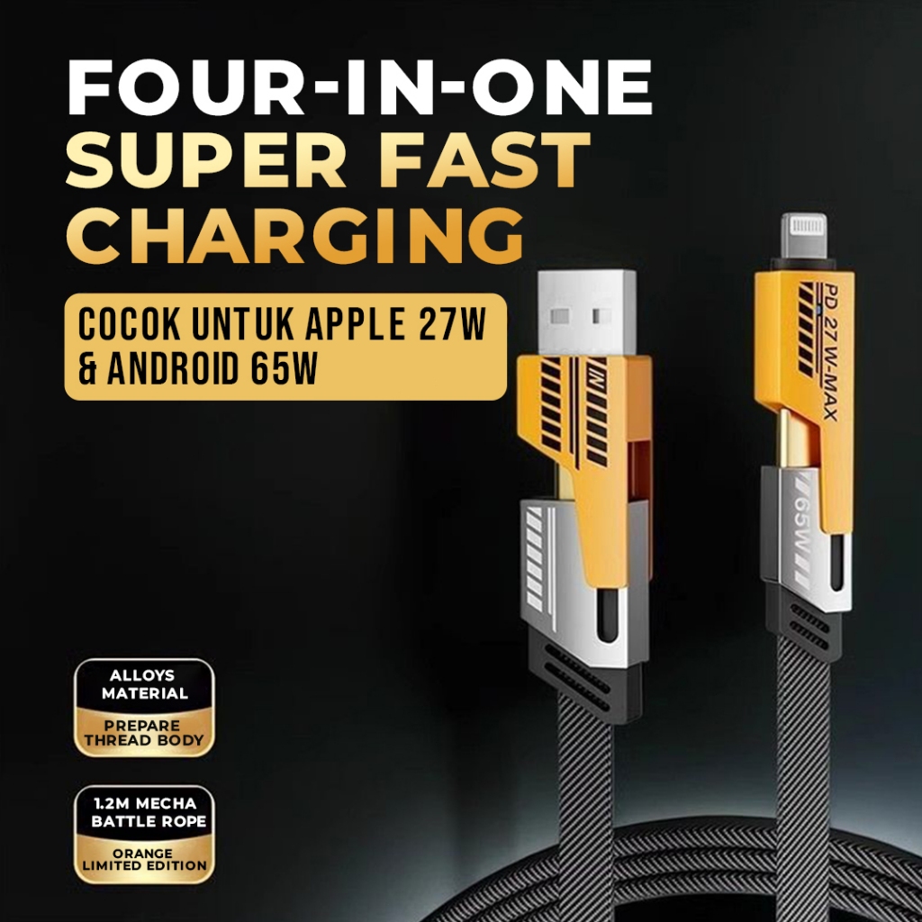 Jual DingDong COD 4 in 1 Convertible Metal Fast Data Cable Braided ...