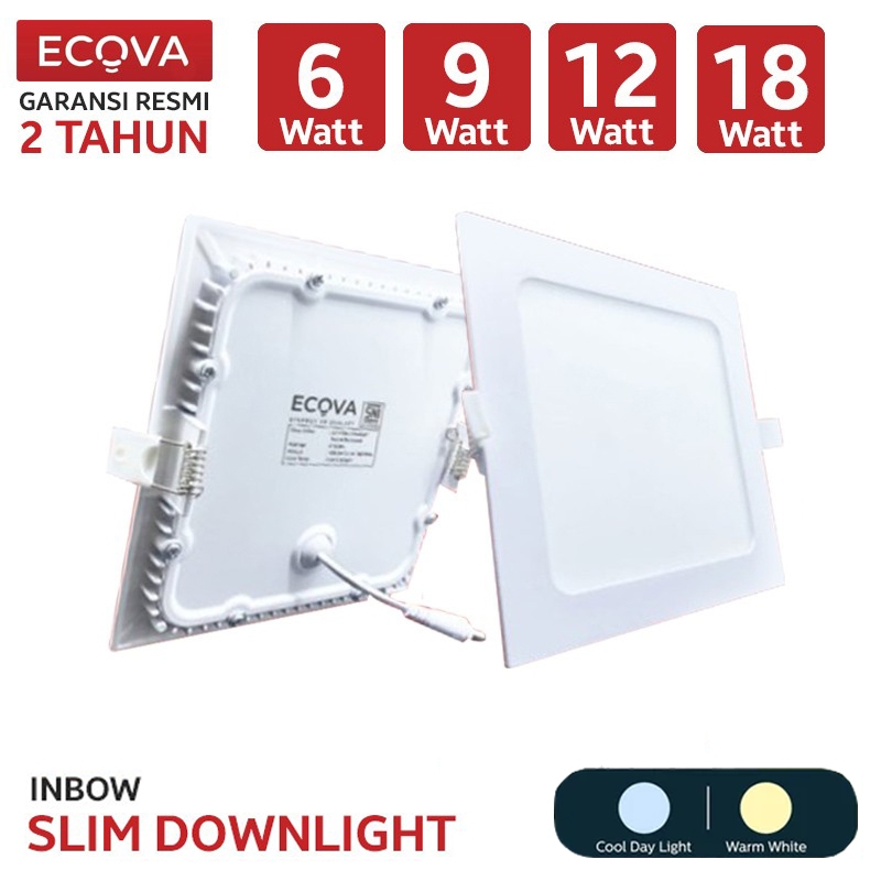 Jual Lampu Slim Downlight LED Inbow IB Kotak ECOVA 6 9 12 18 Watt ...