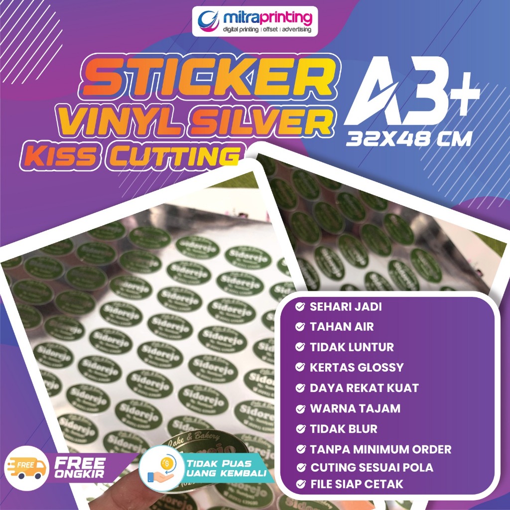 Jual Cetak Stiker Silver - Gold A3+ Kiss Cutting | Shopee Indonesia