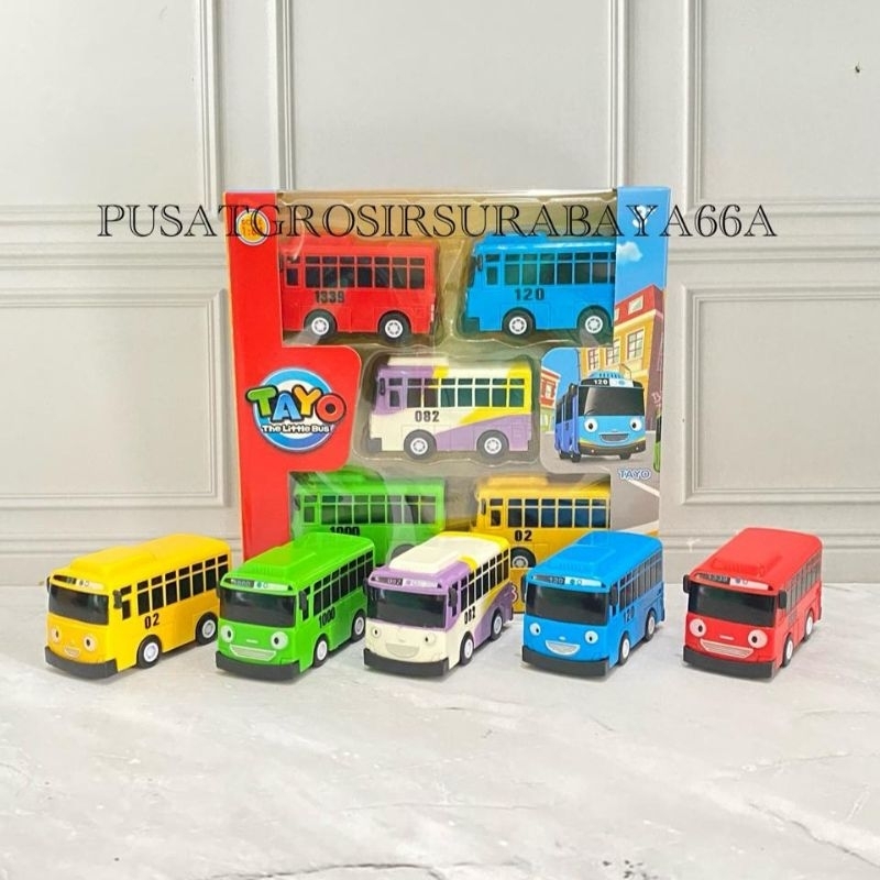 Jual Mainan Anak Bus Tayo The Little Bus Friends-Tayo Set 5 Pcs dan 4 ...