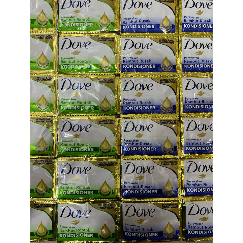 Jual Dove Kondisioner Perawatan Rambut Rontok biru / hijau 1lembar isi ...