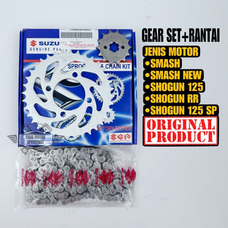 Jual ORIGINAL GEAR SET+RANTAI SMASH LAMA SMASH NEW,SHOGUN 125,SHOGUN RR ...