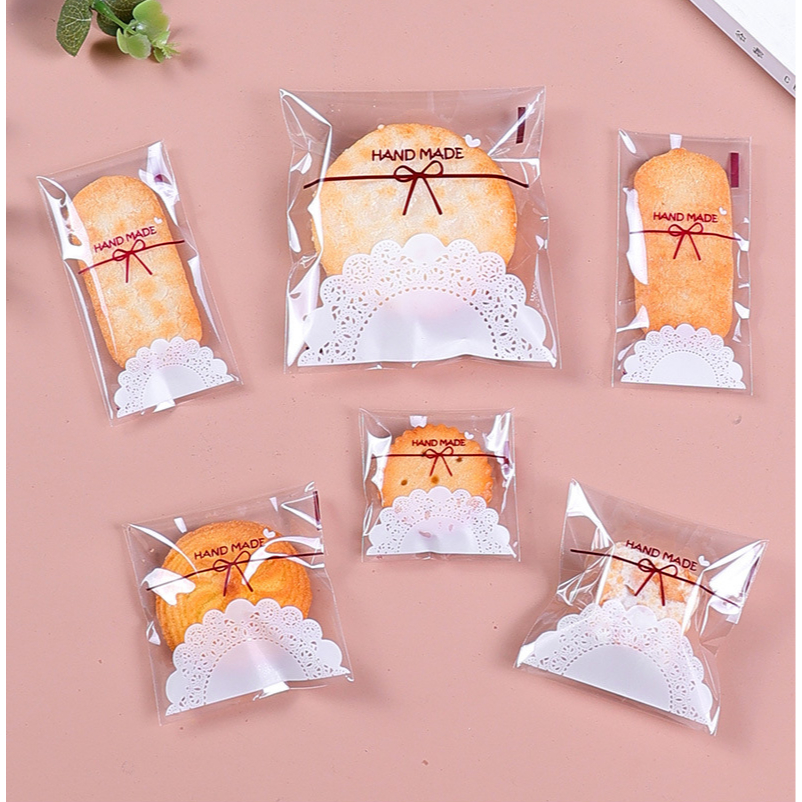 Jual 10x10cm 100pcs plastik cookies roti plastik OPP kue donut perekat ...