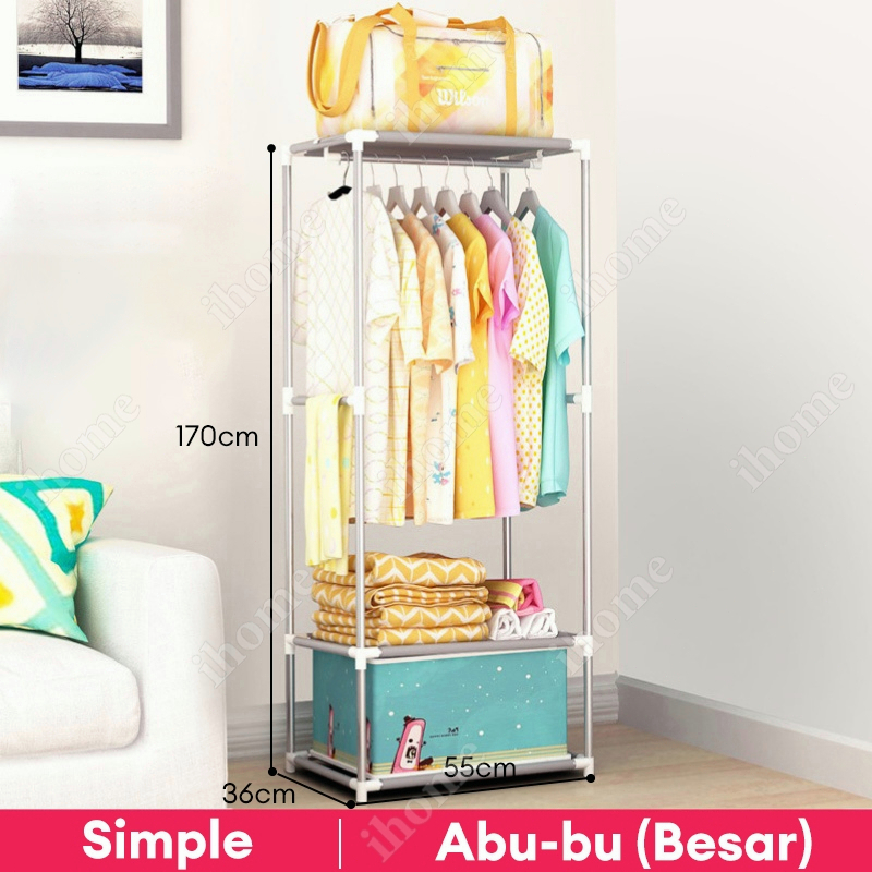 Jual Rak Gantungan Baju Sudut Rak Stand Hanger Rak Baju Portable Lemari ...