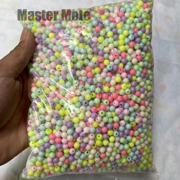 Jual mote manik susu warna pastel 6mm Bulat 1 pon | Shopee Indonesia
